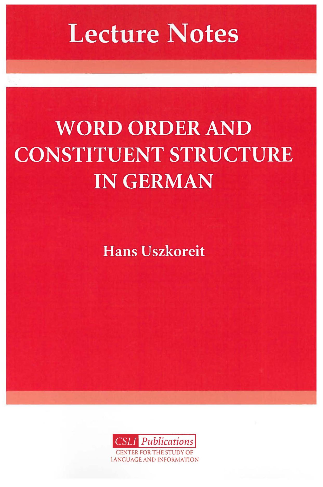 Word Order and Constituent Structure in German, Uszkoreit